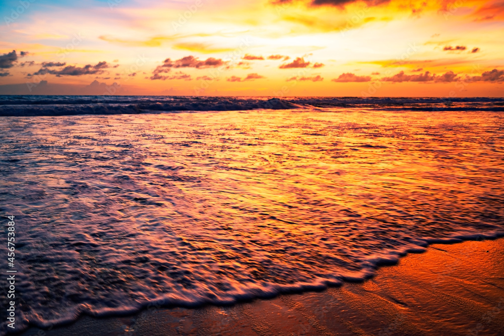 Amazing seascape with sunset clouds over the sea with dramatic sky ...
