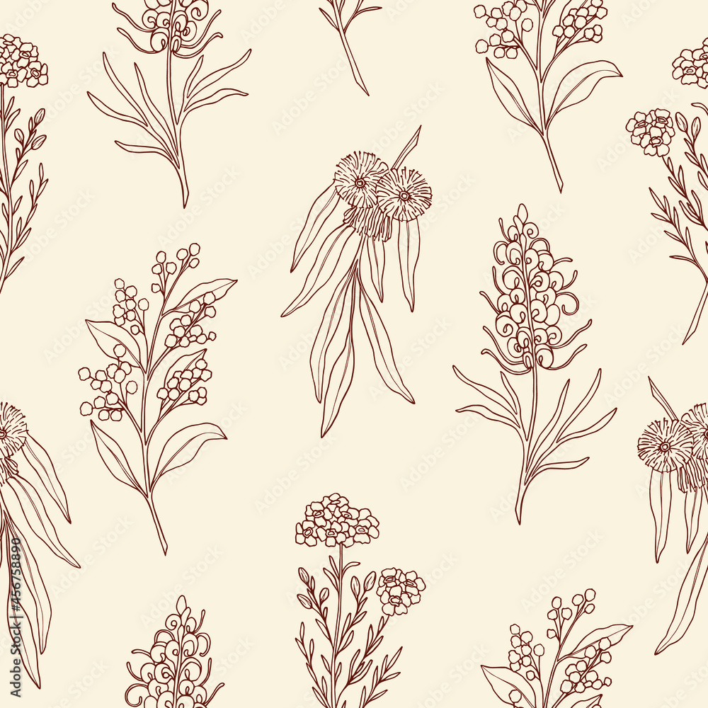Hand drawn Australian native flowers seamless pattern Stock Vector ...