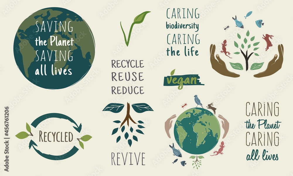 Vecteur Stock Sustainability illustration and symbols. Recycling ...