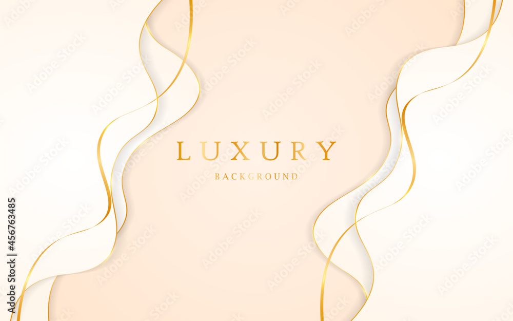 Abstract cream colored background with elegant golden curves. vector ...
