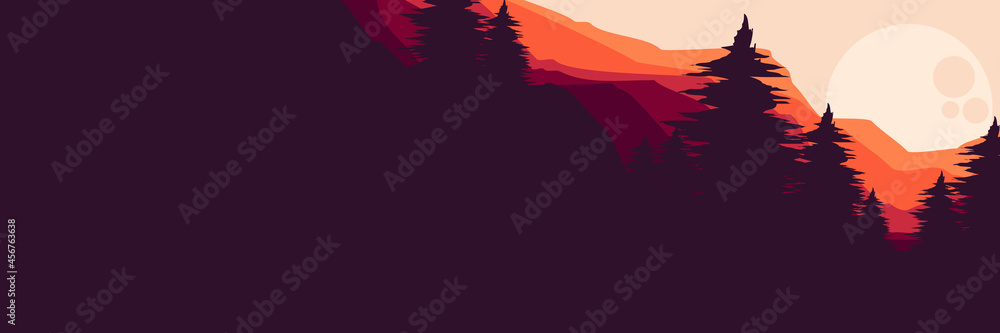 moonrise in mountain vector illustration good for wallpaper, background ...