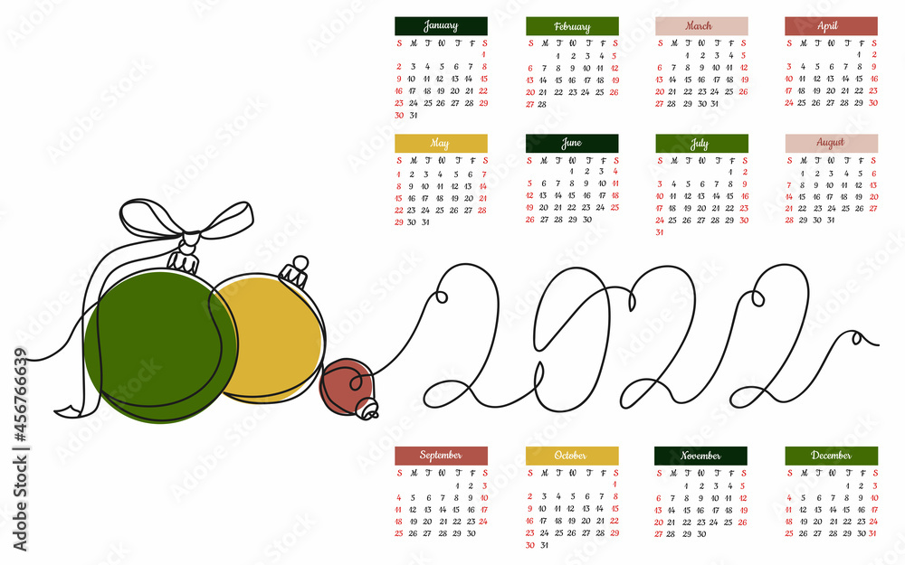 2022 calendar date month holidays printable creative template with one ...