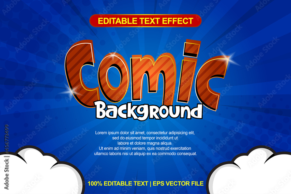 comic font editable text effect with blue background Stock Vector ...