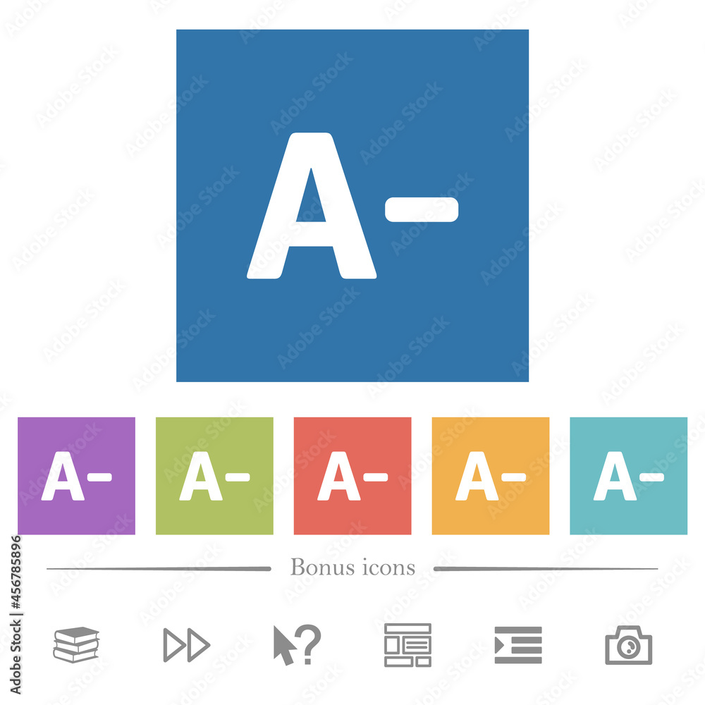 Decrease font size flat white icons in square backgrounds Stock Vector ...