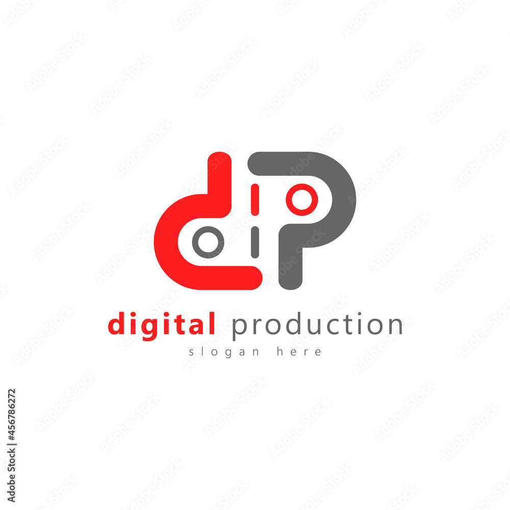 Initial Letter DP D P Logo. Orange and Grey Linear B Letter with Camera ...