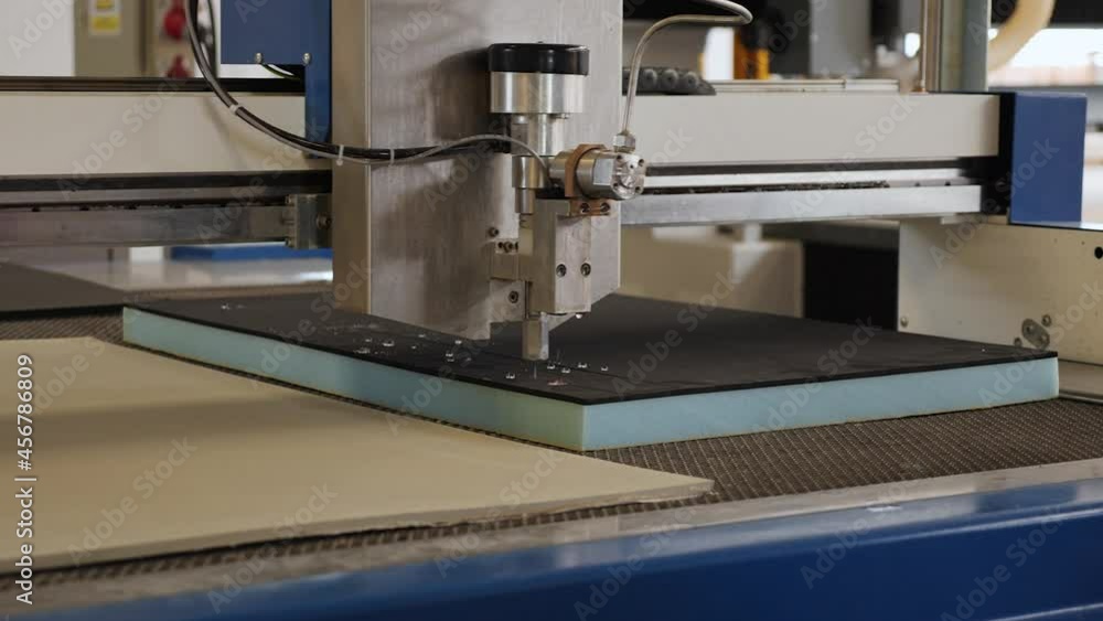 High pressure water jet cutter processing plastic foam sheet - large ...