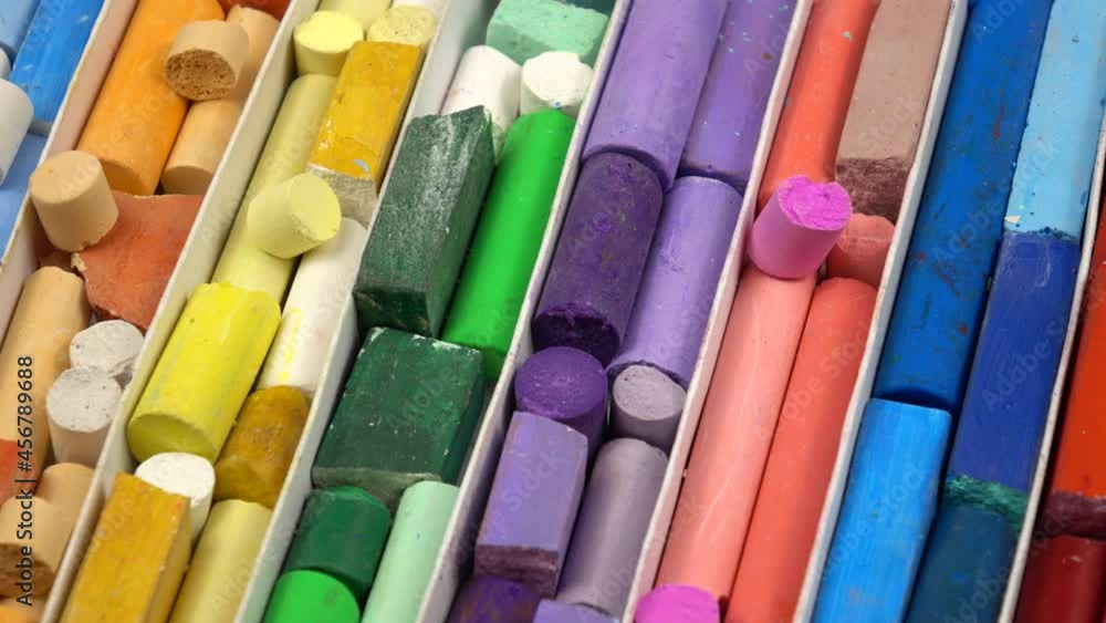 Stockvideon Multi-colored crayons of the various types, shapes and ...