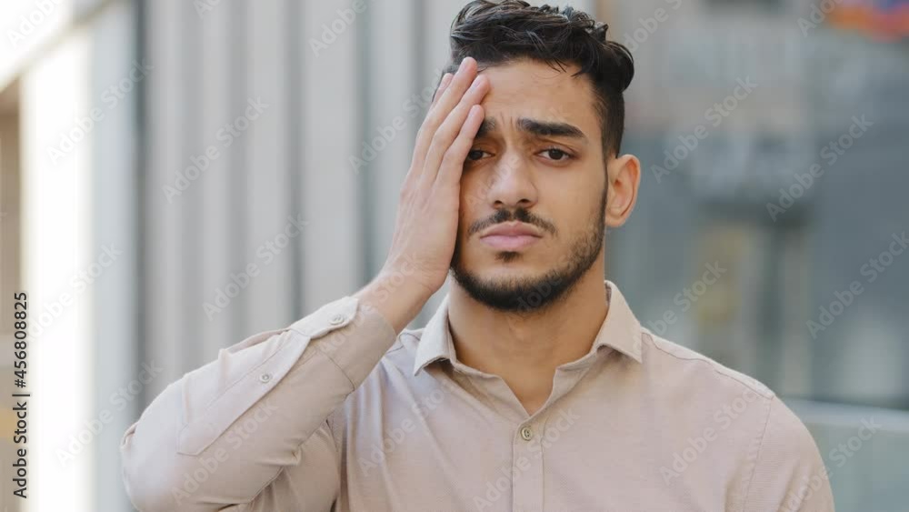 Arabian hispanic man bearded guy businessman have problem boss looser ...