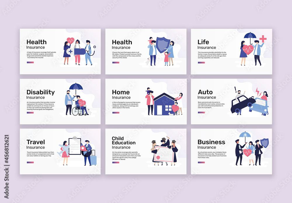 Insurance Editable Layout Set Stock Template | Adobe Stock