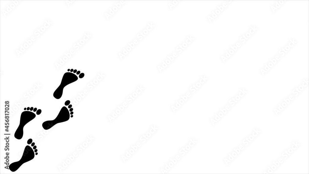 Human footprints silhouette walking footage. Bare foot prints appearing ...