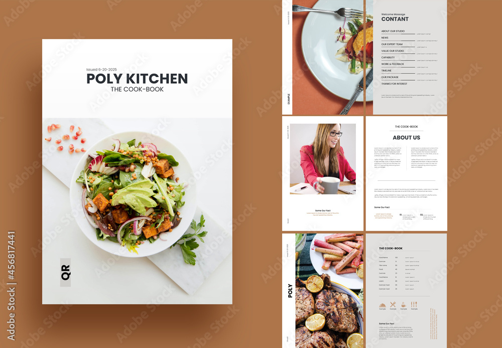 Poly Cookbook Recipe Book Layout Stock Template | Adobe Stock
