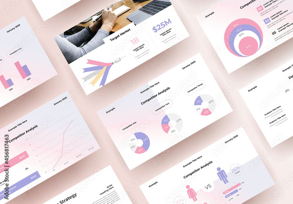 Competitor Analysis Presentation Layout Stock Template | Adobe Stock