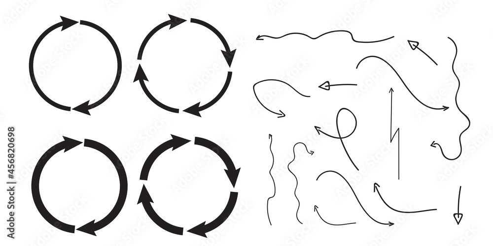 Rotating, circular, cyclic arrows. Recurrence sign. Flip over or turn ...