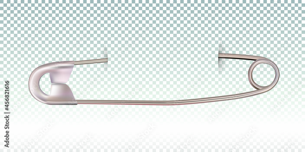Safety pin pinned, template isolated on transparent background. Object ...
