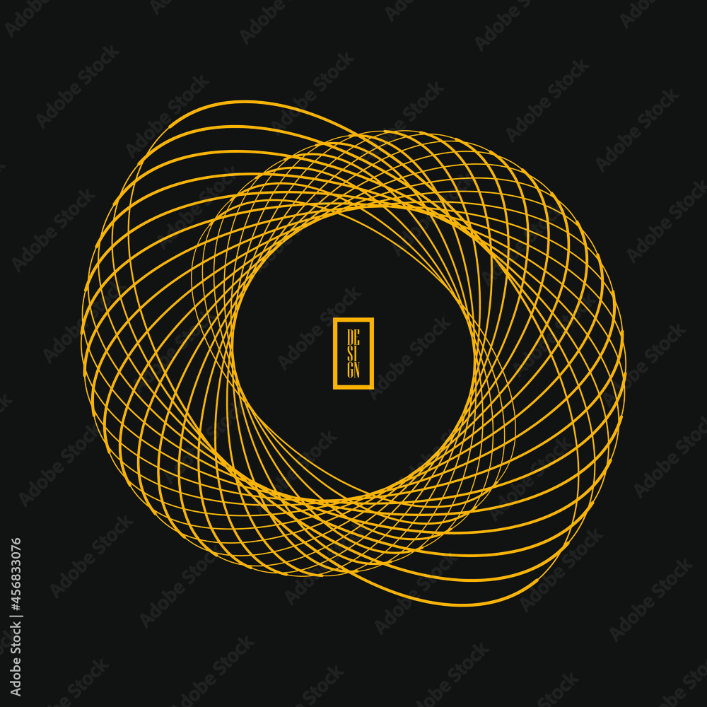 Yellow ellipses in spiral form. Vector illustration. Trendy design ...