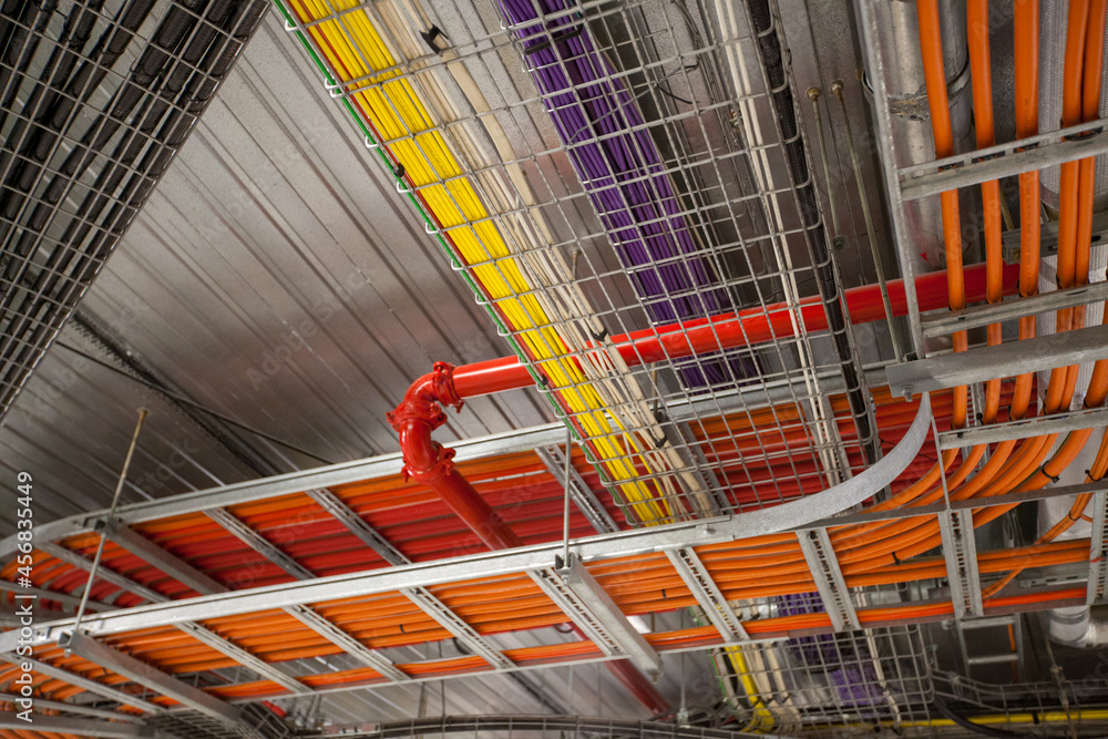 colorful wiring and communications cabling Stock Photo | Adobe Stock