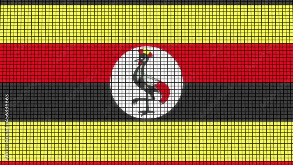 Uganda Flag animated in pixel grid style technology background Stock ...