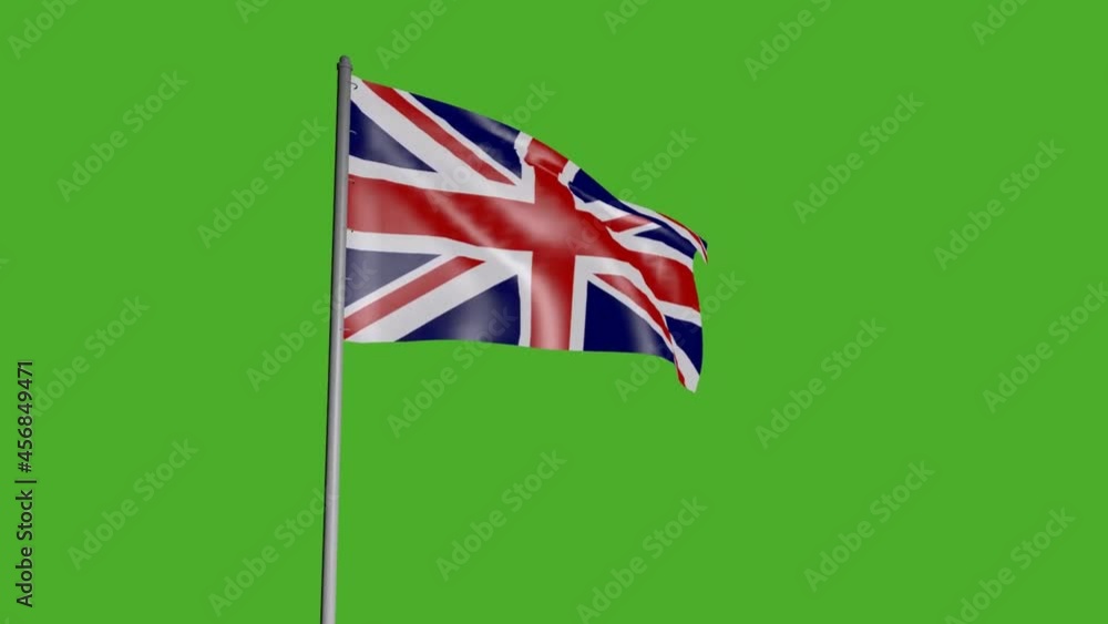 Waving Great Britain flag isolated on green screen background. Great ...