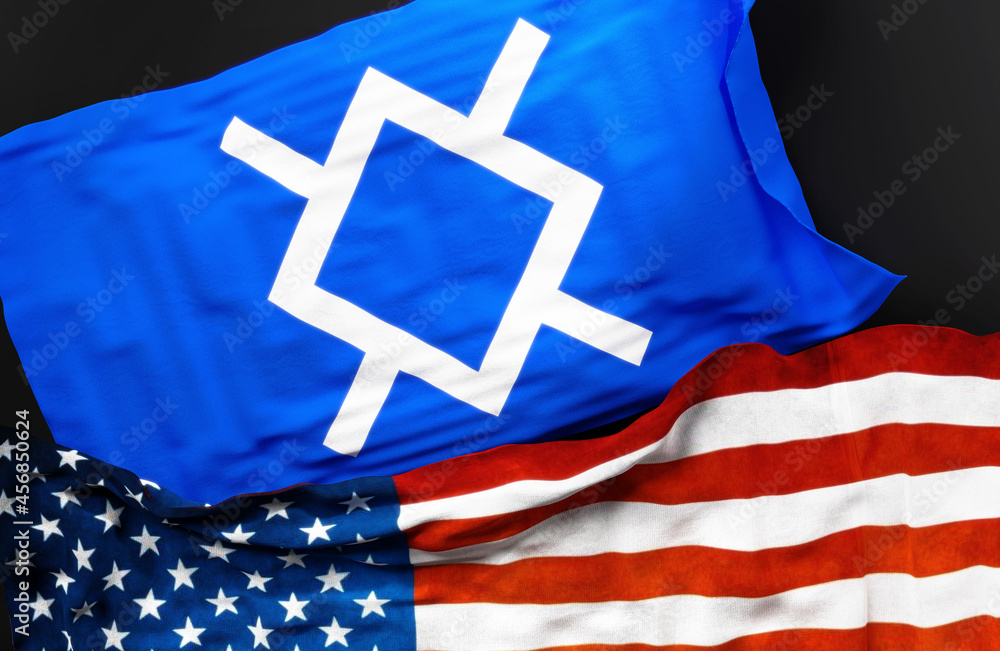 Flag of Northern Cheyenne along with a flag of the United States of ...