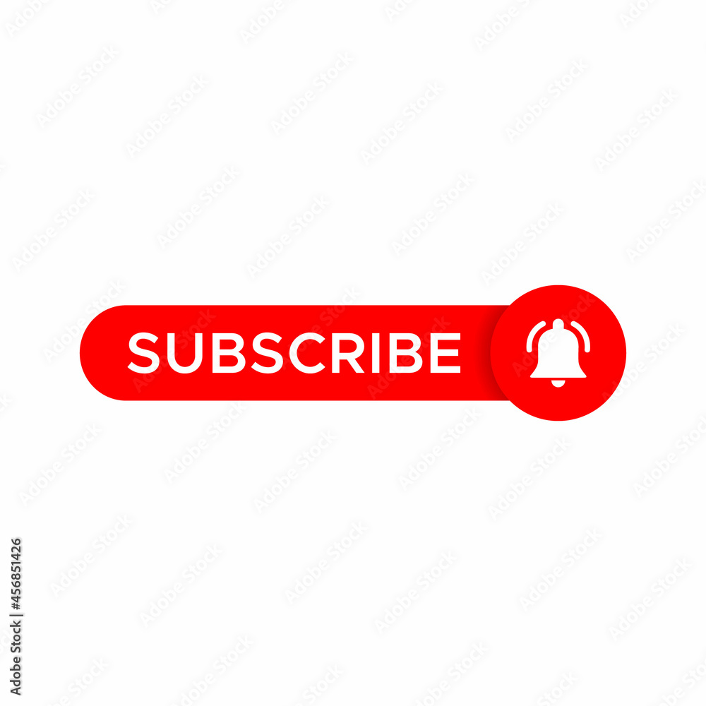 Subscribe Button Icon Vector with Bell Stock Vector | Adobe Stock
