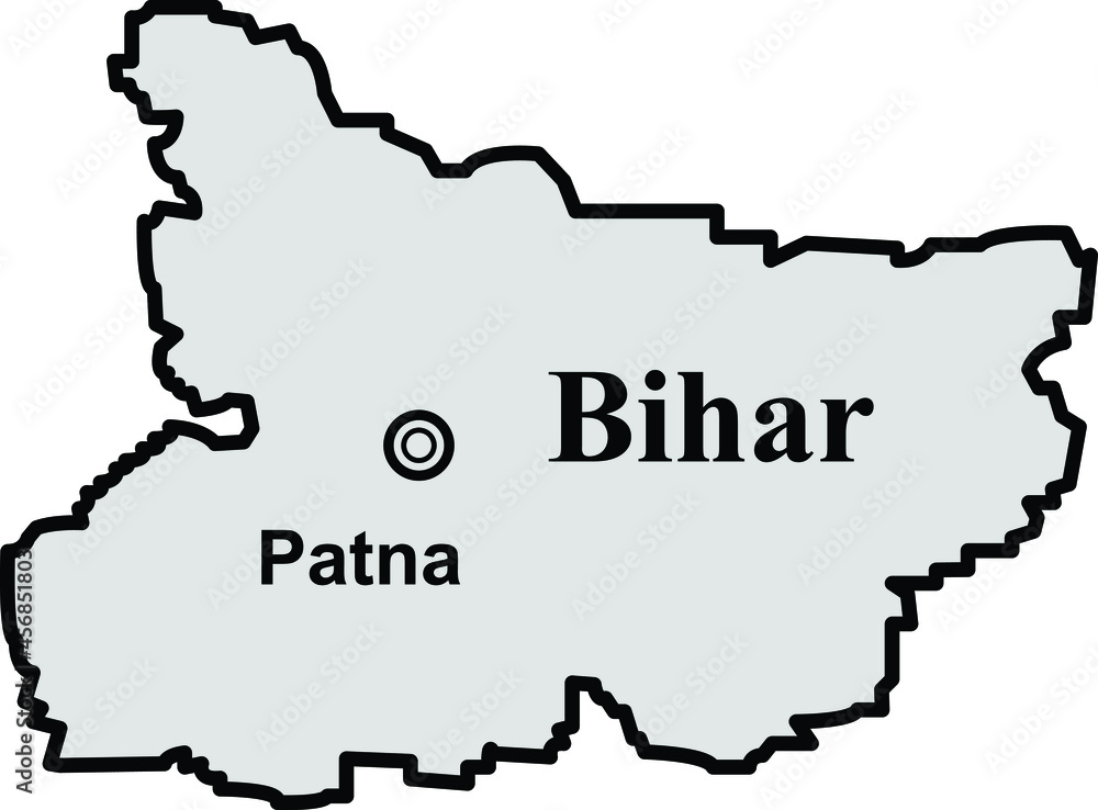 Bihar state map, Indian state border capital Patna Stock Vector | Adobe ... Bihar state map, Indian state border capital Patna Stock Vector | Adobe ...