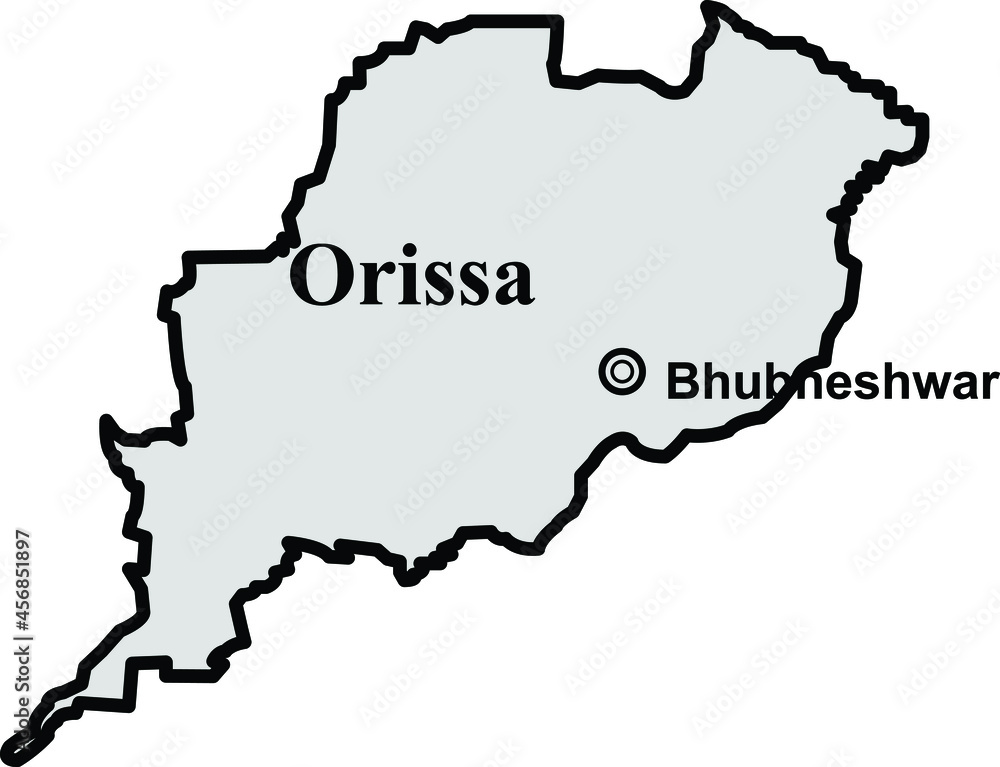 Orrisa state map, Indian state border capital bhuvneshwar Stock Vector ...