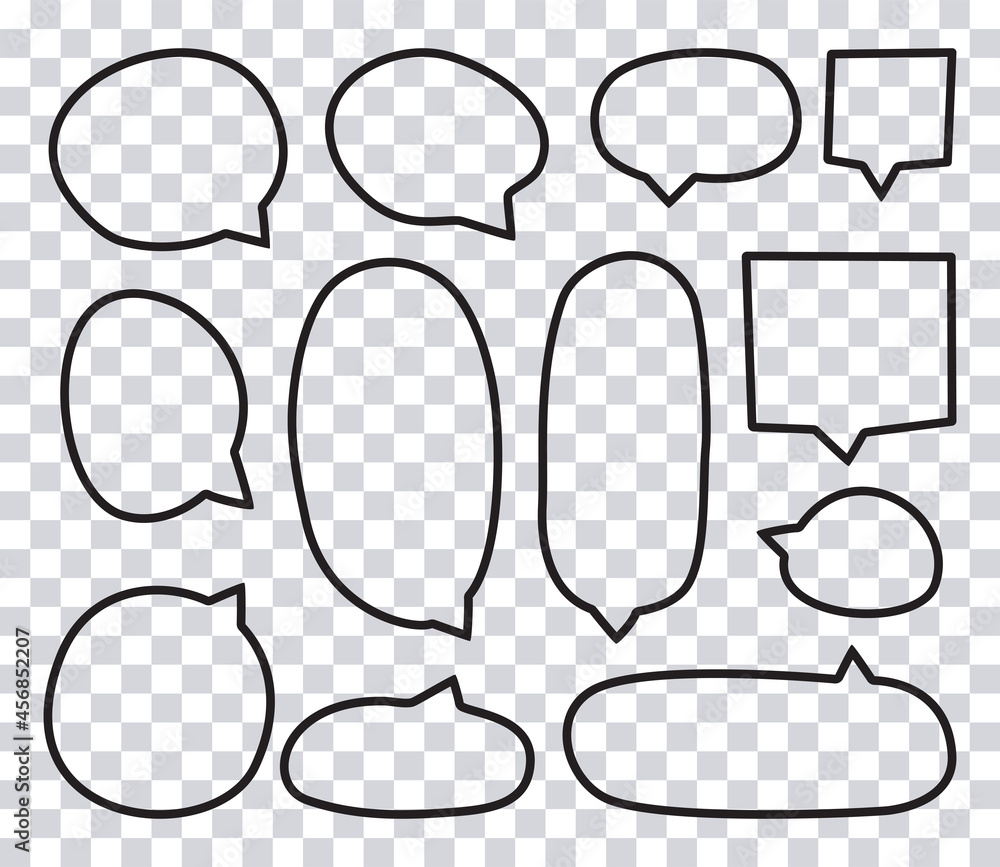 Hand drawn speech bubble set isolated on transparent background. Vector ...