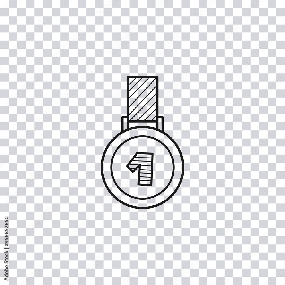 Hand drawn gold medal isolated on transparent background. Sketch of ...