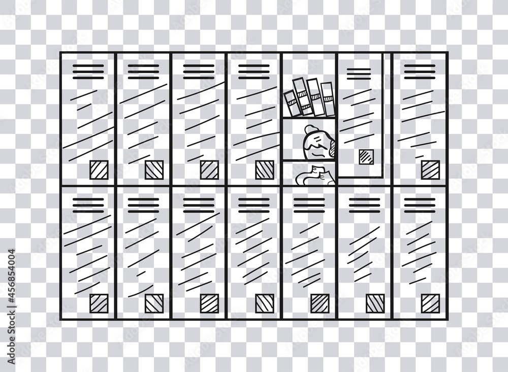 Hand drawn School Locker isolated on transparent background. Sketch ...