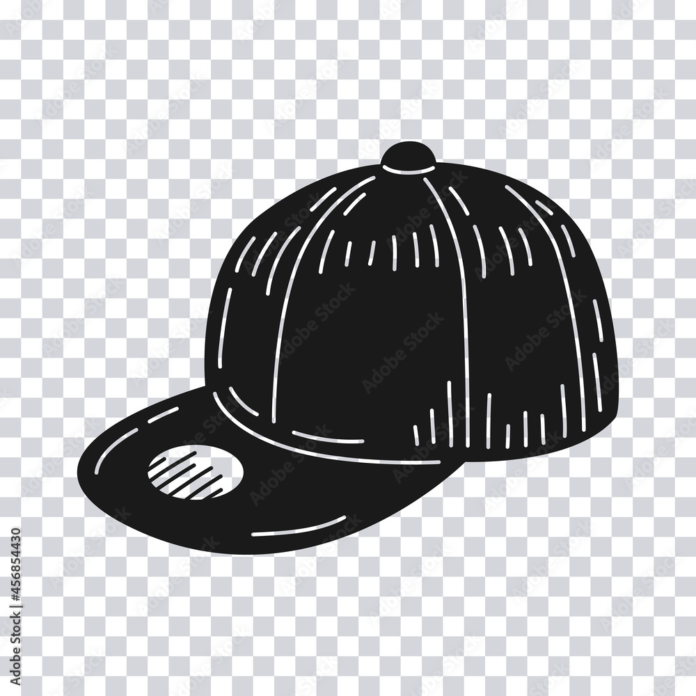 Hand drawn Snapback isolated on transparent background. Vector ...