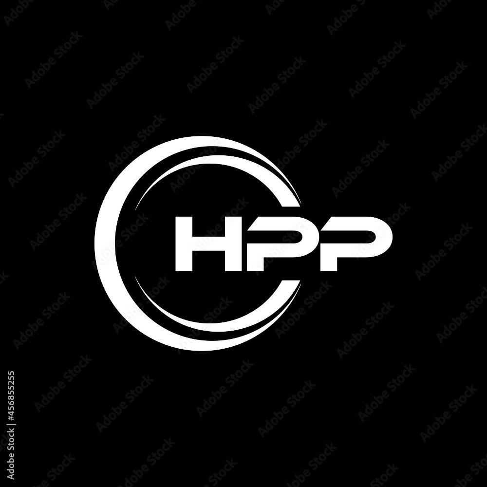 HPP letter logo design with black background in illustrator, vector ...