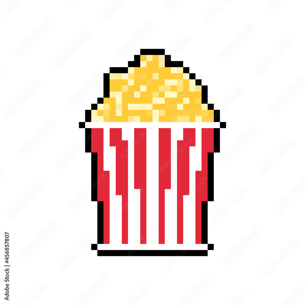 Popcorn pixel art isolated. 8 bit Sweetness vector illustration Stock ...