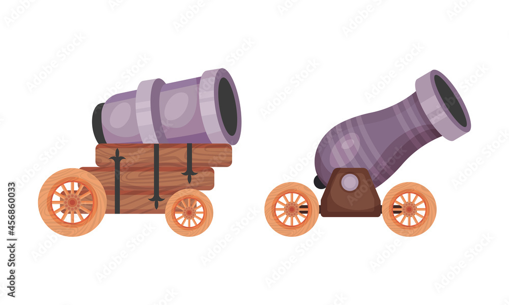 Cannon as Artillery Gun with Barrel and Wheel for Launching Projectile ...