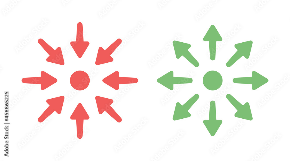 Arrows outward and arrow inward icon symbol vector illustration. vector ... Arrows outward and arrow inward icon symbol vector illustration. vector ...