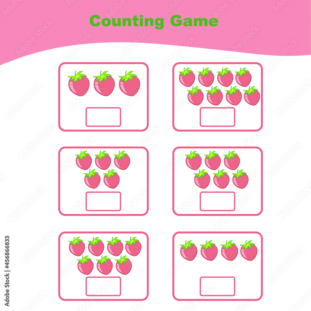 Counting all fruits game for Preschool. Educational printable math ...