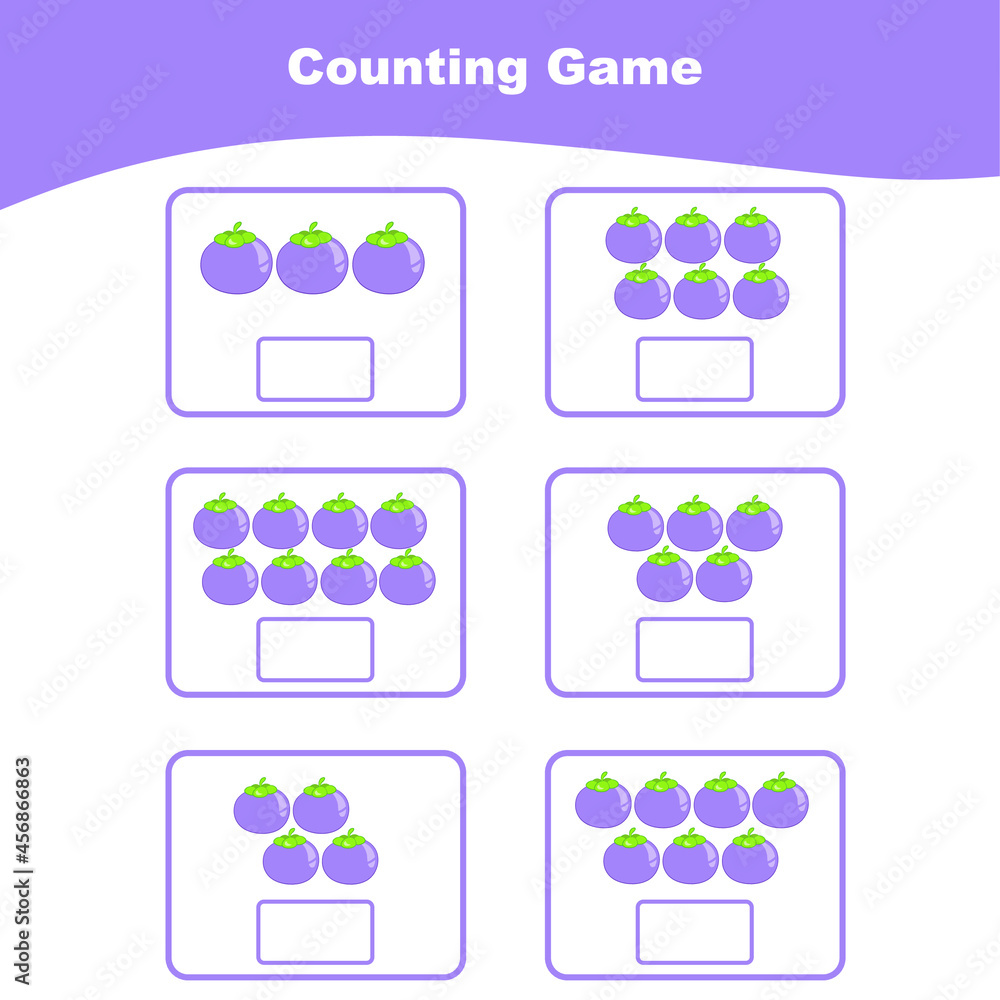Counting all fruits game for Preschool. Educational printable math ...
