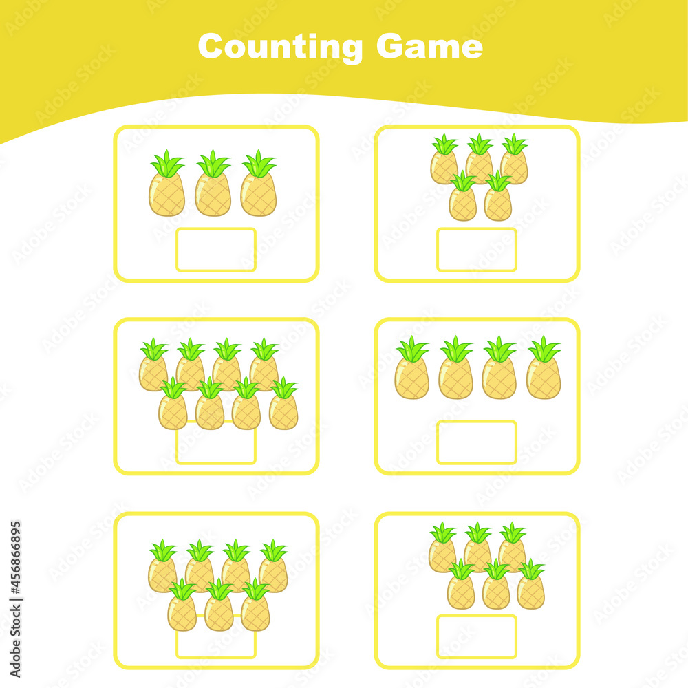 Counting all fruits game for Preschool. Educational printable math ...