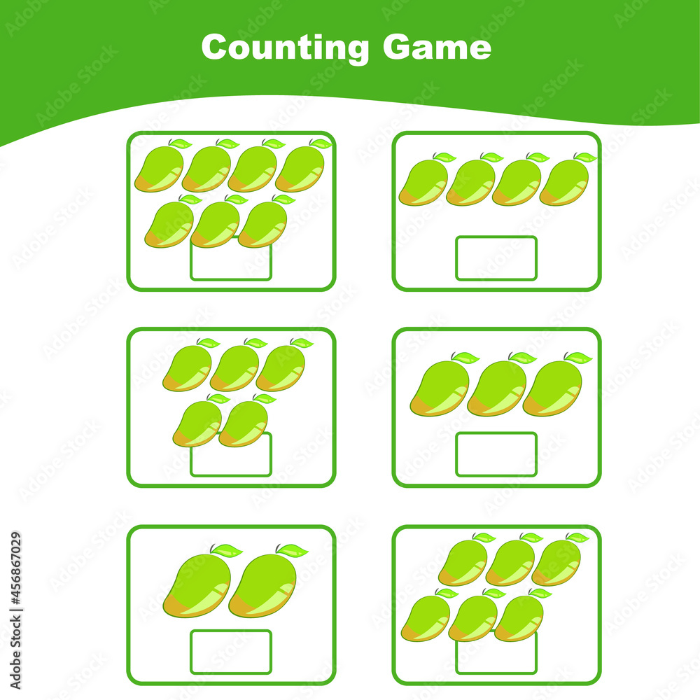 Counting all fruits game for Preschool. Educational printable math ...
