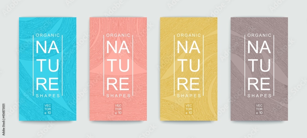 Set of covers with pattern of organic lines and shapes. Natural texture ...