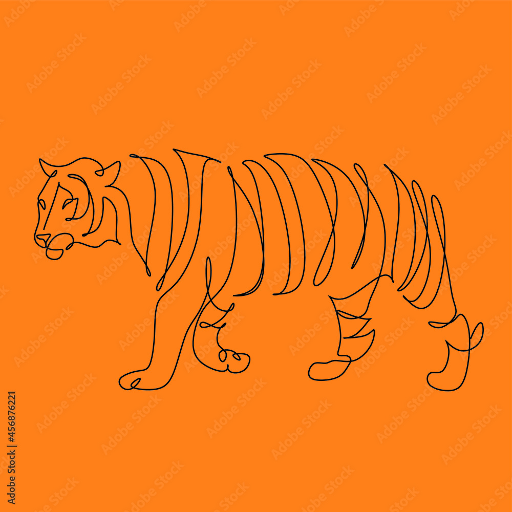 Tiger vector animal wild one line design. Chinese new year 2022 year of ...