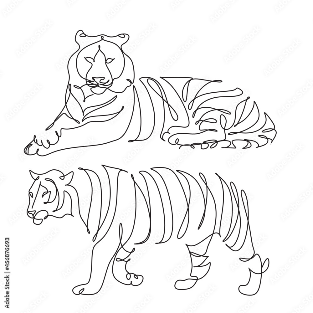 Tiger vector animal wild one line design. Chinese new year 2022 year of ...