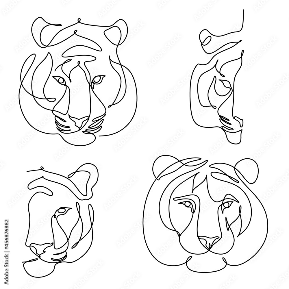 Tiger vector animal wild one line design. Chinese new year 2022 year of ...