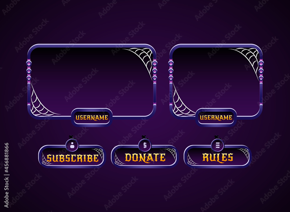 scary violet halloween twitch stream panels overlay design Stock Vector ...