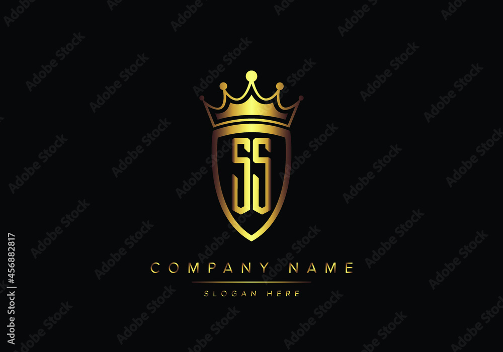 Alphabet letters SS monogram logo, gold color, shield style, luxury ...