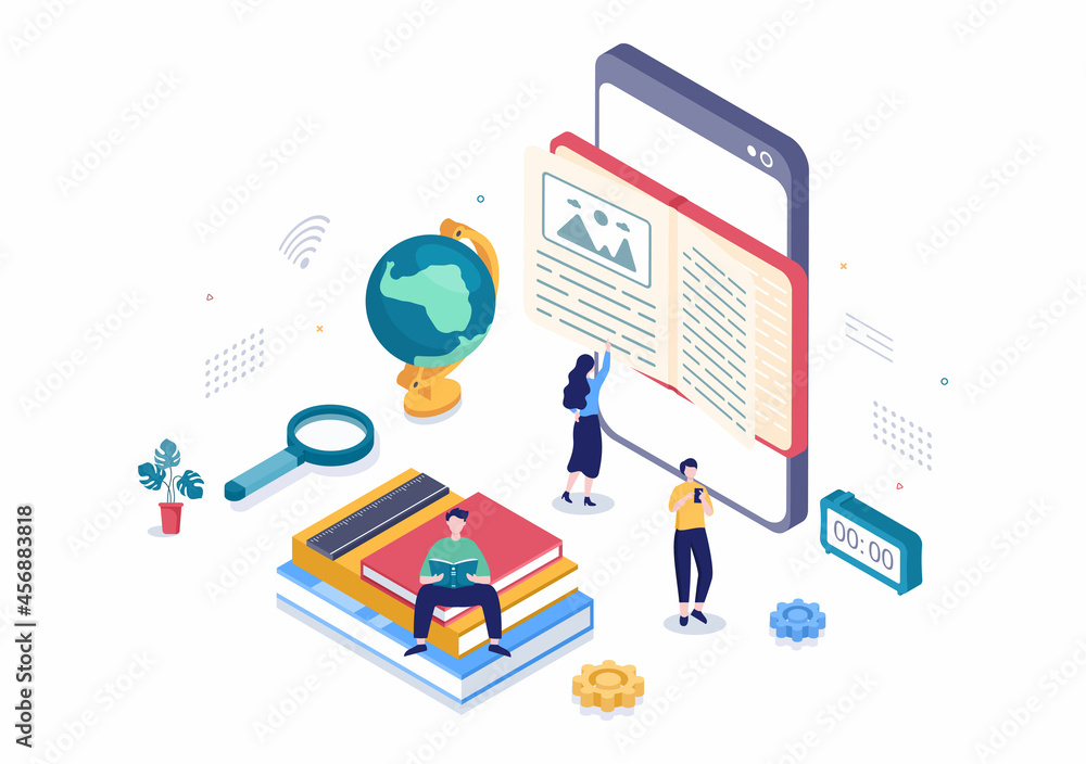 Online Library Digital Education Background with Distance Learning ...