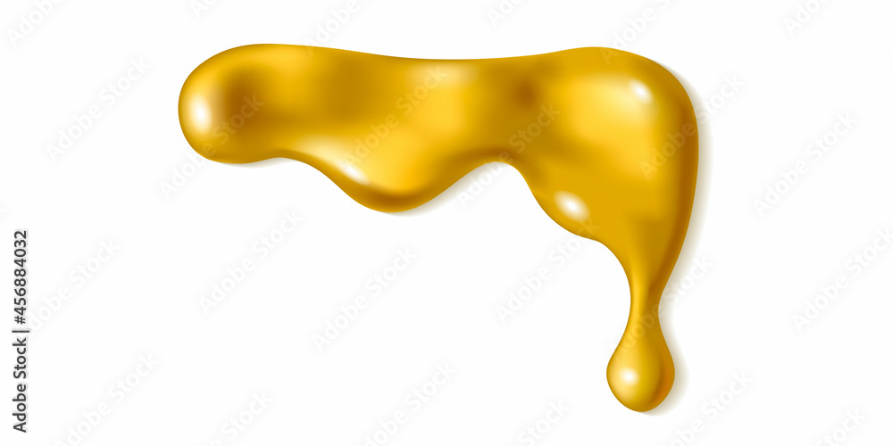 Liquid gold drop isolated on white background. Melted golden icing or ...