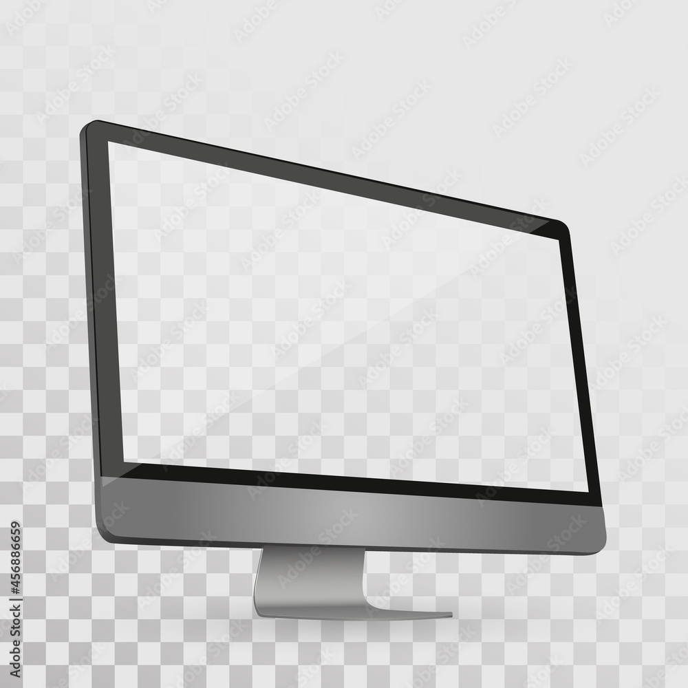Realistic computer display isolated on transparent background. Vector ...