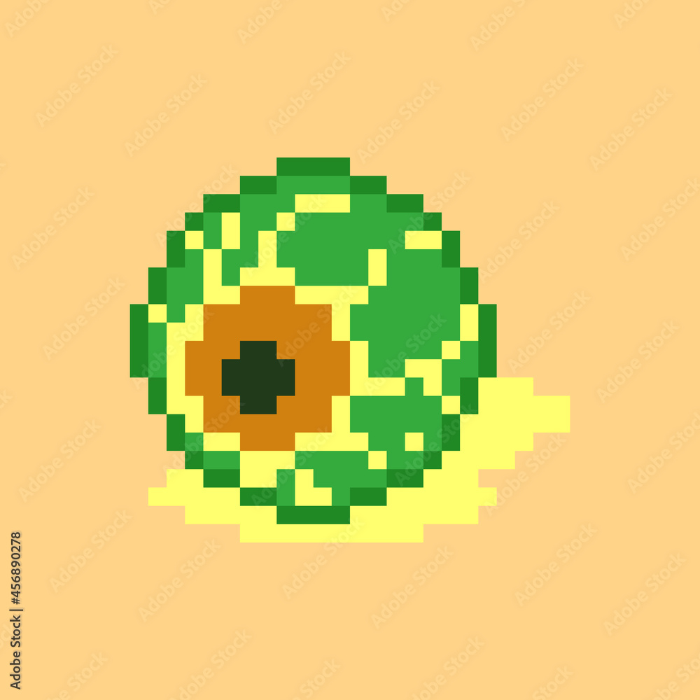 Pixel art green monster eye. Torn out eye in retro 8 bit pixel style ...