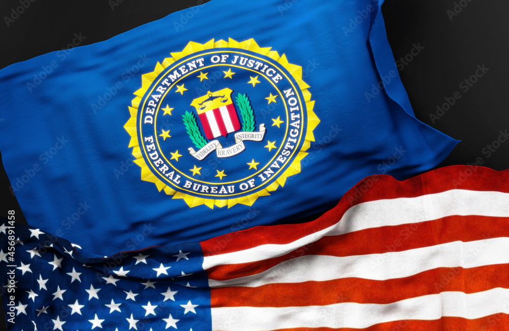 Flag of the Federal Bureau of Investigation along with a flag of the ...
