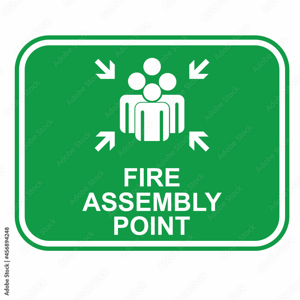 FIRE ASSEMBLY POINT, SIGN AND LABEL VECTOR Stock Vector | Adobe Stock